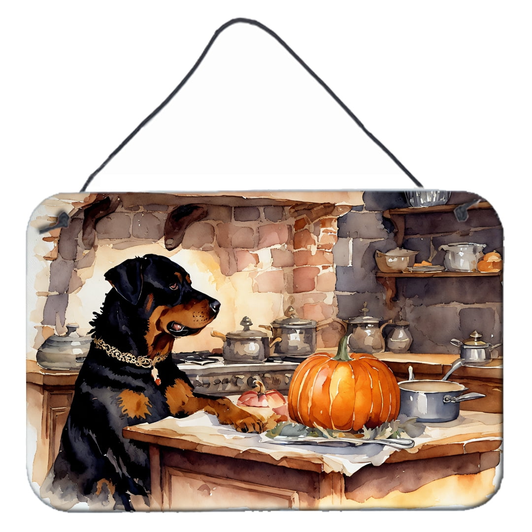 Rottweiler Fall Kitchen Pumpkins Wall or Door Hanging Prints 8 in x 12 ...