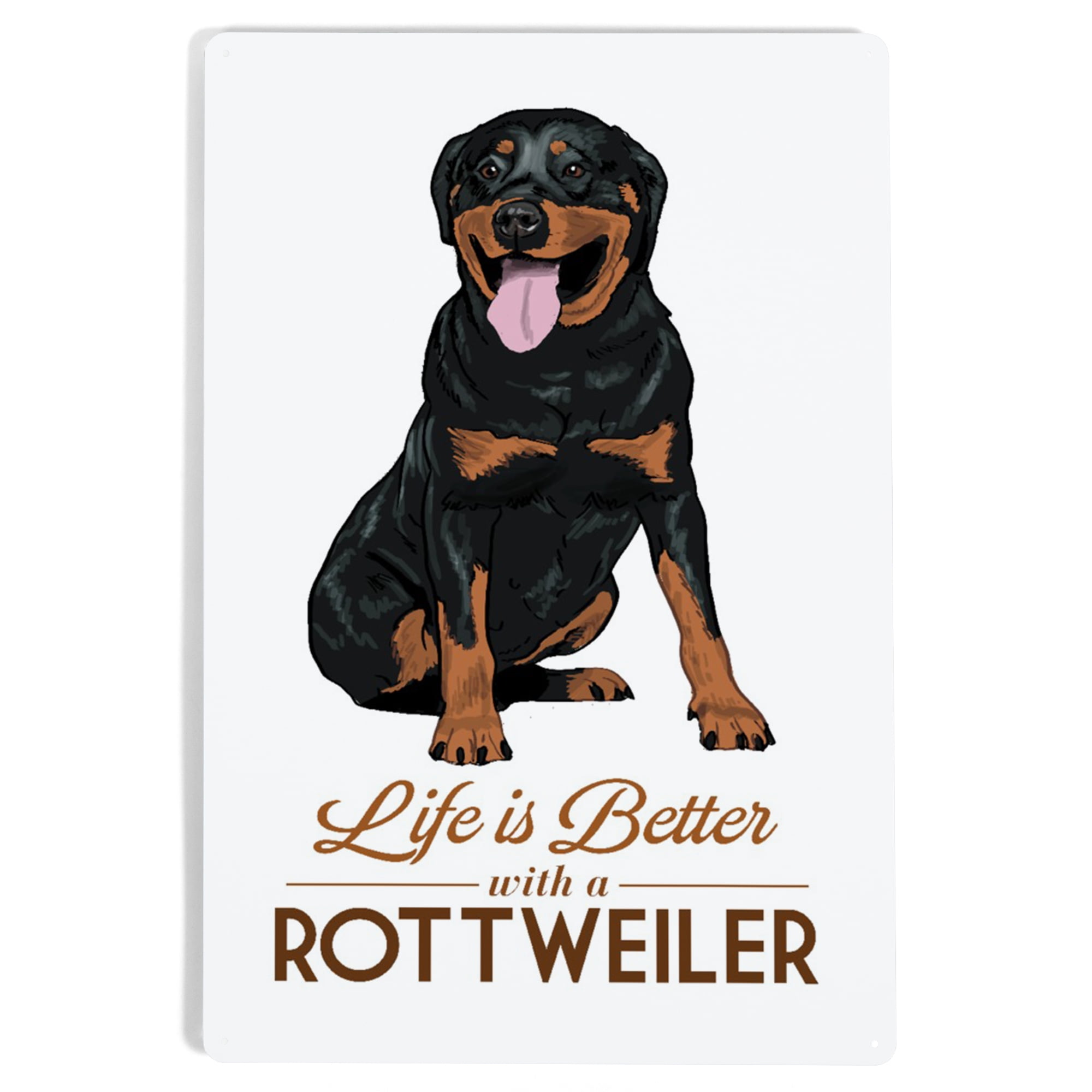 Rottweiler, Life is Better, White Background (12x18 Aluminum Art ...