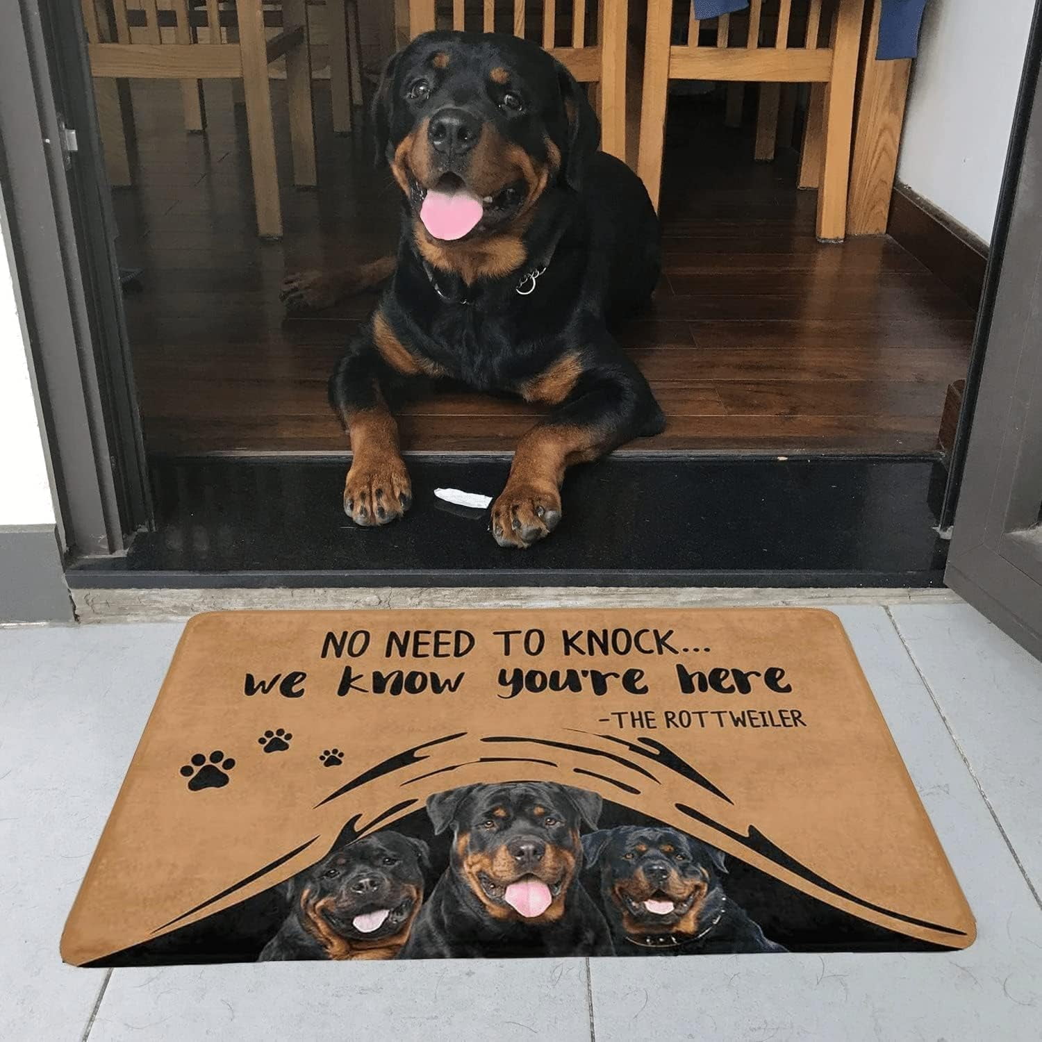 Rottweiler No Need to Knock Non Slip Rubber Backed Entryway Rugs for ...