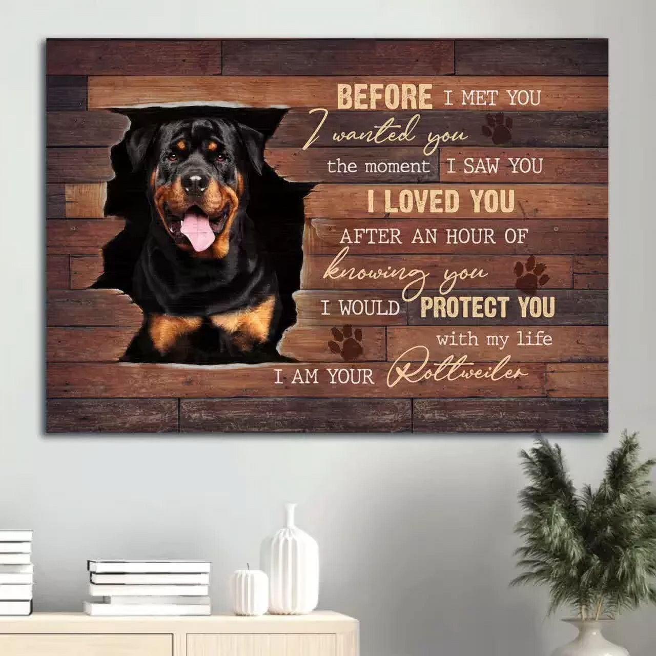 Rottweiler Poster Rottweiler Dog, Broken Wall- Gift For Dog Lover- I ...