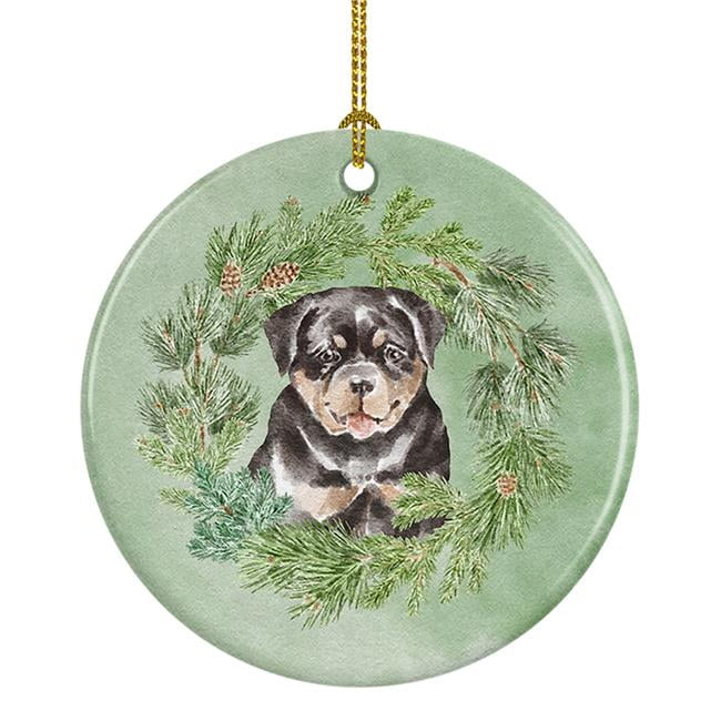 Rottweiler Puppy Christmas Wreath Ceramic Ornament - Walmart.com