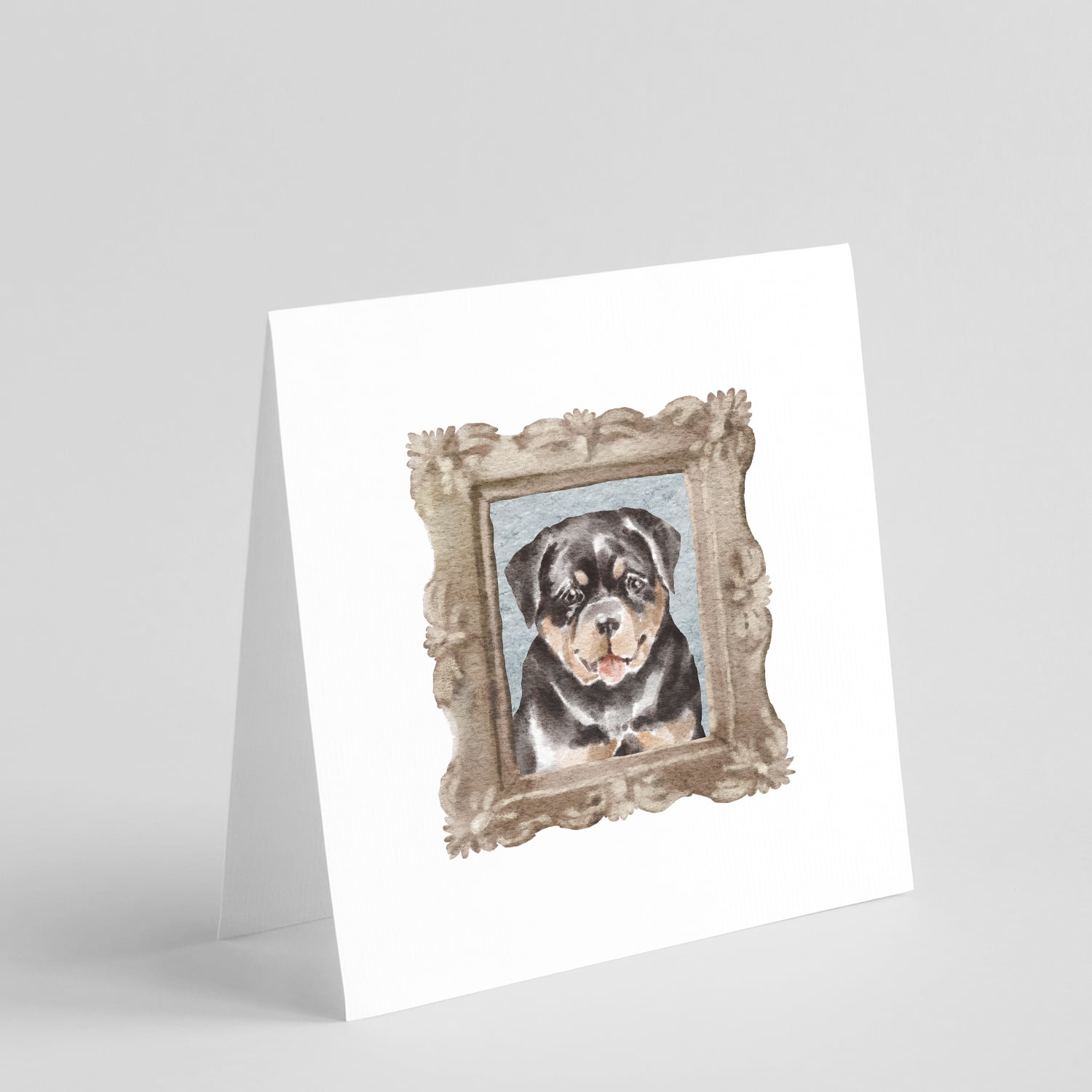 Rottweiler Puppy Smile Square Greeting Cards and Envelopes Pack of 8 5 ...