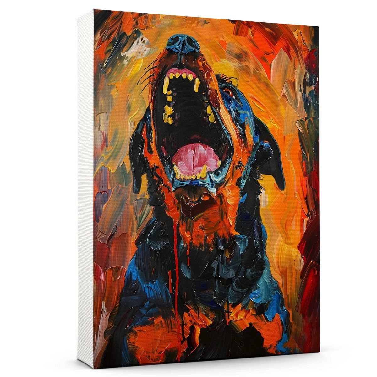 Rottweiler Scream Funny Dog Poster Unframe, Rottweiler Dog Canvas Frame ...