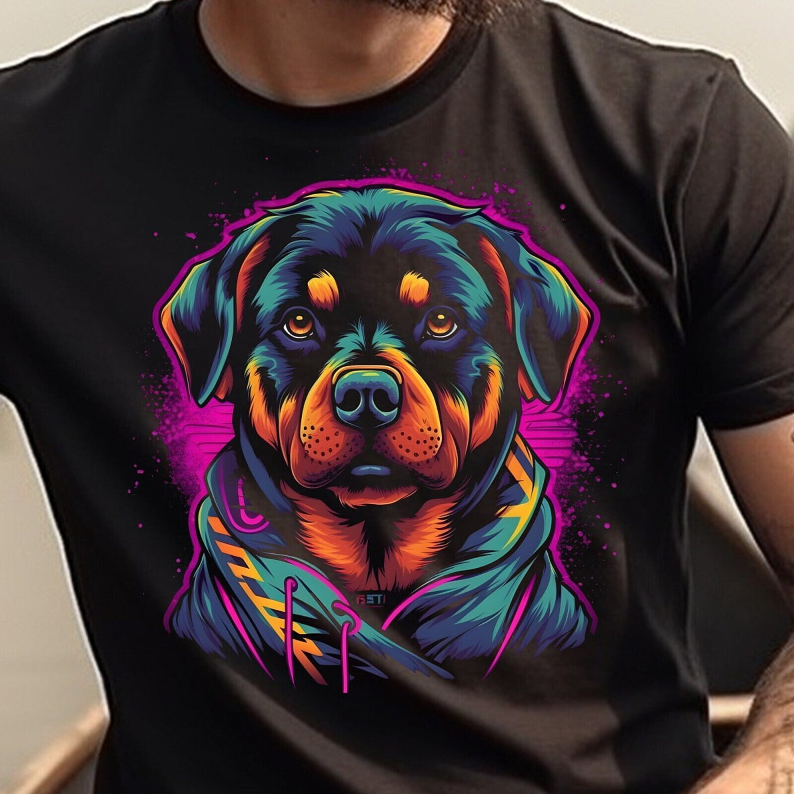 Rottweiler Shirt Cool Streetwear Rottweiler In A Hoodie T-Shirt ...