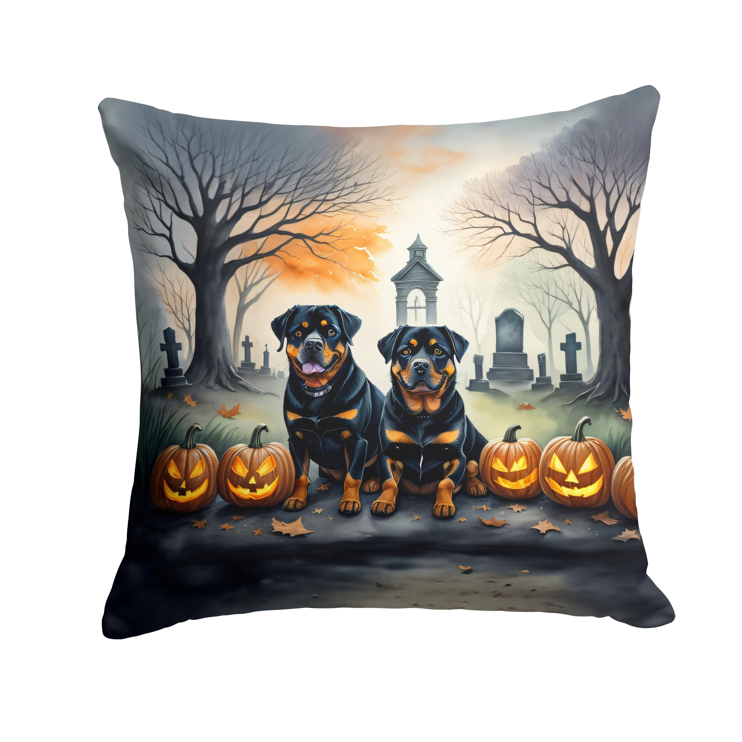 Rottweiler Spooky Halloween Fabric Decorative Pillow 14 in x 14 in ...
