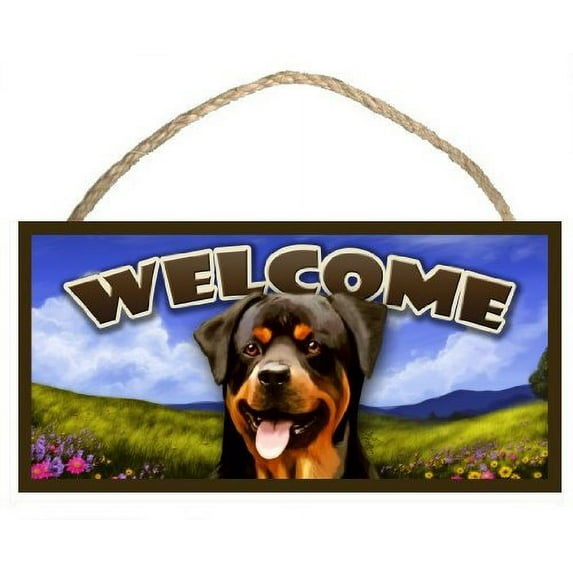Rottweiler Spring Season Welcome Wooden Dog Sign / Plaque featuring the ...