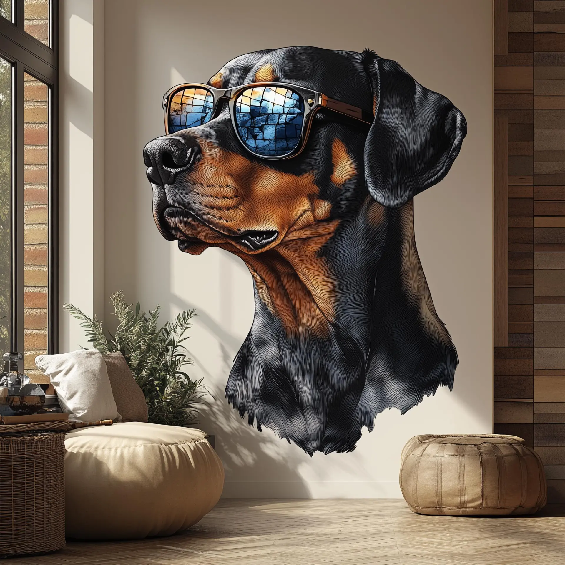 Rottweiler with Sunglasses Wall Decal | Cool Dog Wall Art | Removable ...