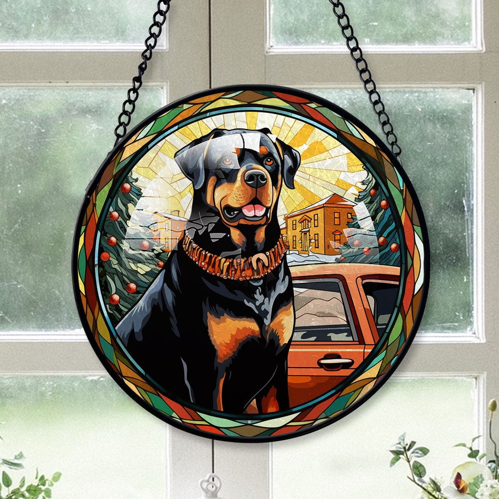 Rottweiler Tree Dog Ornament Christmas 2025 - Rottweiler Dog Stained ...