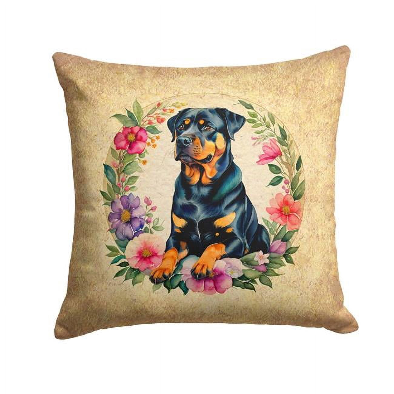 Rottweiler and Flowers Fabric Decorative Pillow 18 in x 18 in - Walmart.com