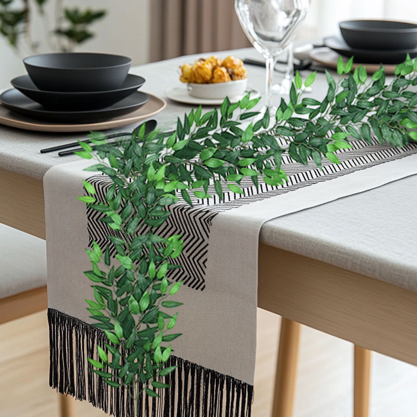 Roudbright Faux Rattan Decorative Leaf, Artificial Willows Simulation ...