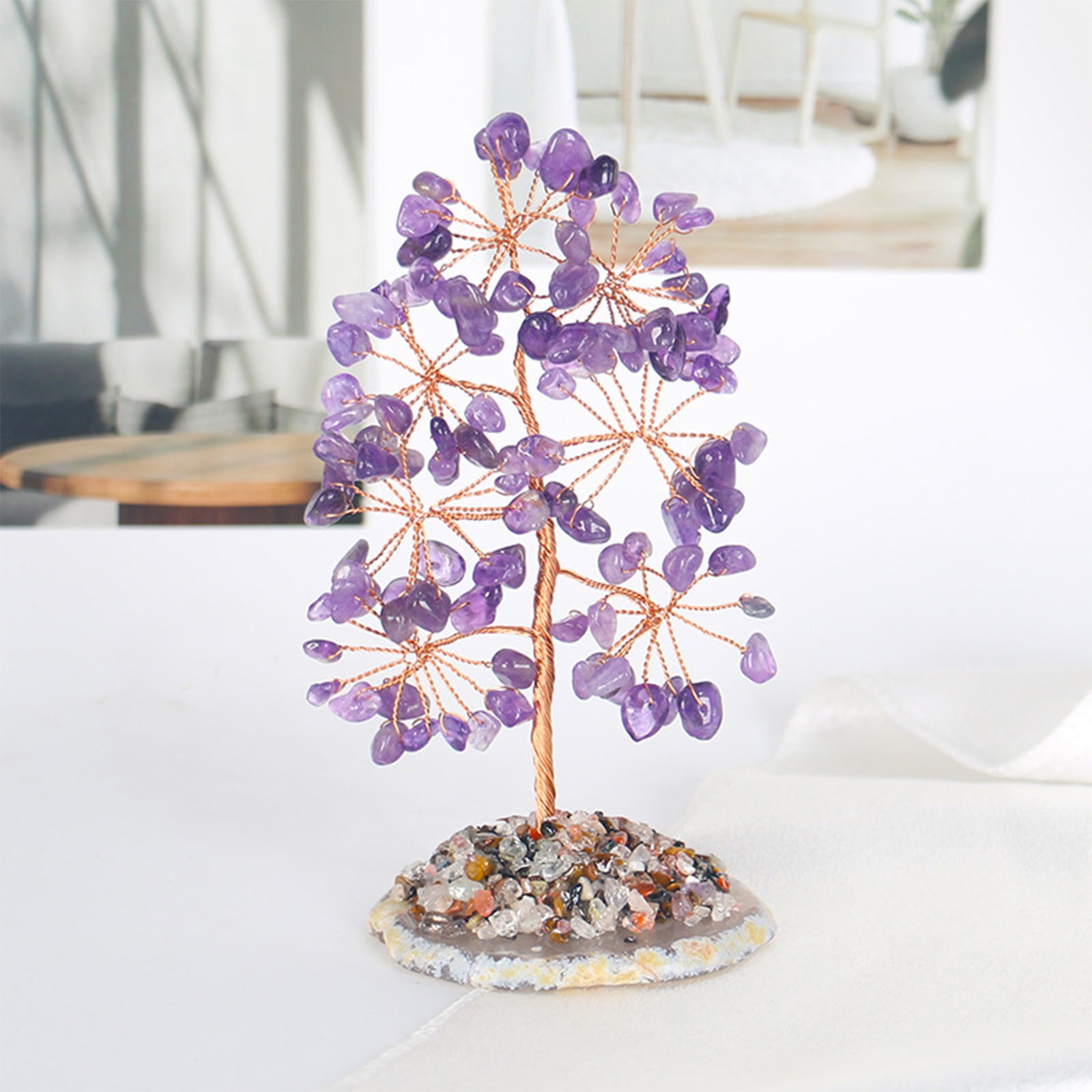 Roudbright Rose Quartz Money Tree for Feng Shui, Chakra Healing ...