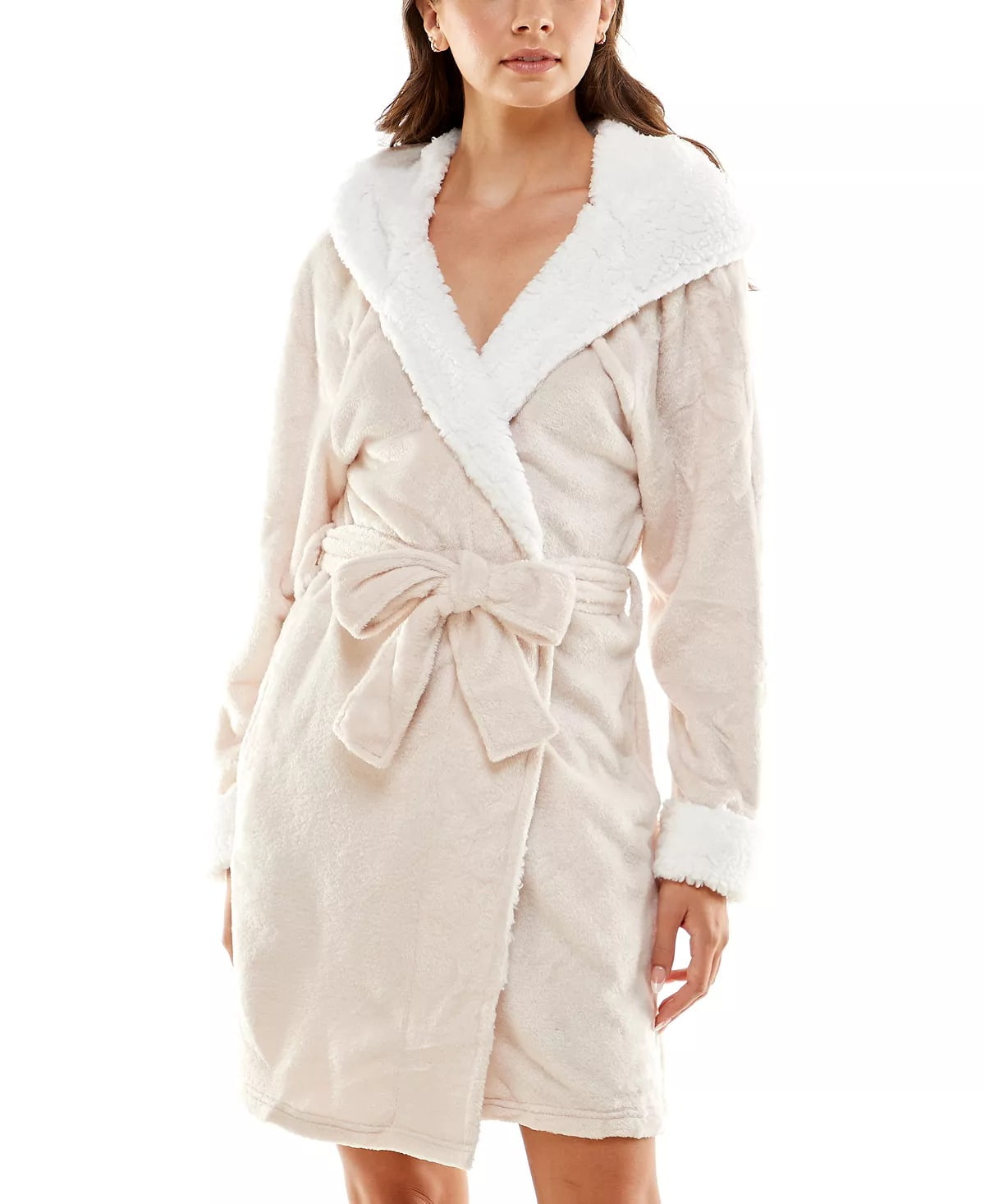 Roudelain CRYSTAL GREY SOLID Deluxe Touch Hooded Fleece-Lined Robe, US ...