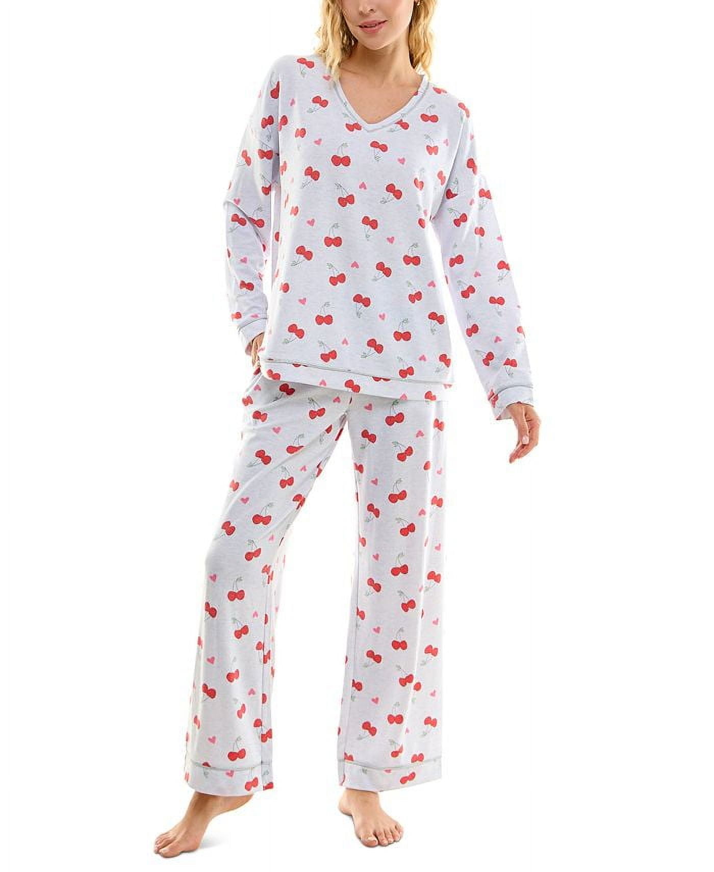 Roudelain SHANA CHERRIES Women's 2-Pc. Printed Butter Knit Pajamas Set ...