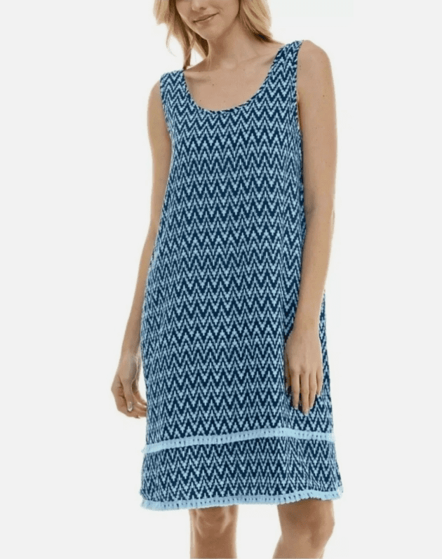 Roudelain Women's Printed Tassel-Trim Tank Nightgown - Slash Geo, Small ...