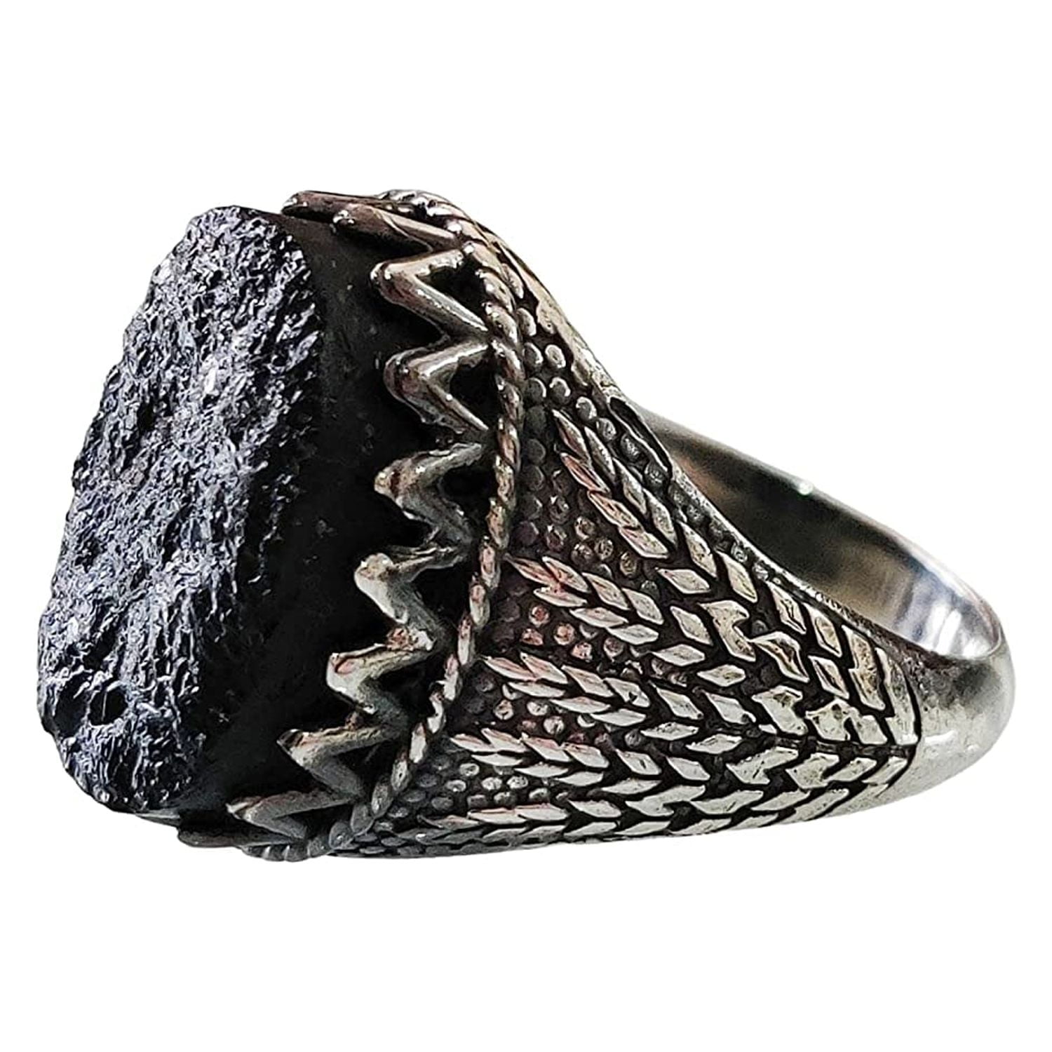 Rough Black Tourmaline Mans Ring, Natural Black Tourmaline, Silver ...