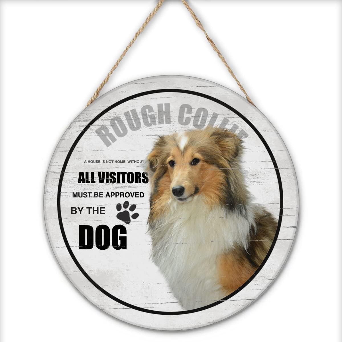 Rough Collie Funny Dog Pet Lover Circle Wooden Hanging Sign All ...
