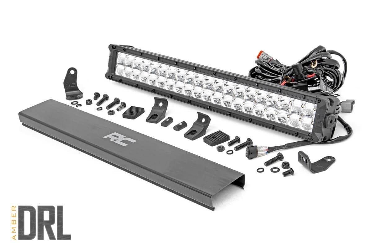 Rough Country 20" Chrome Series Dual Row LED Light Bar | Amber DRL ...
