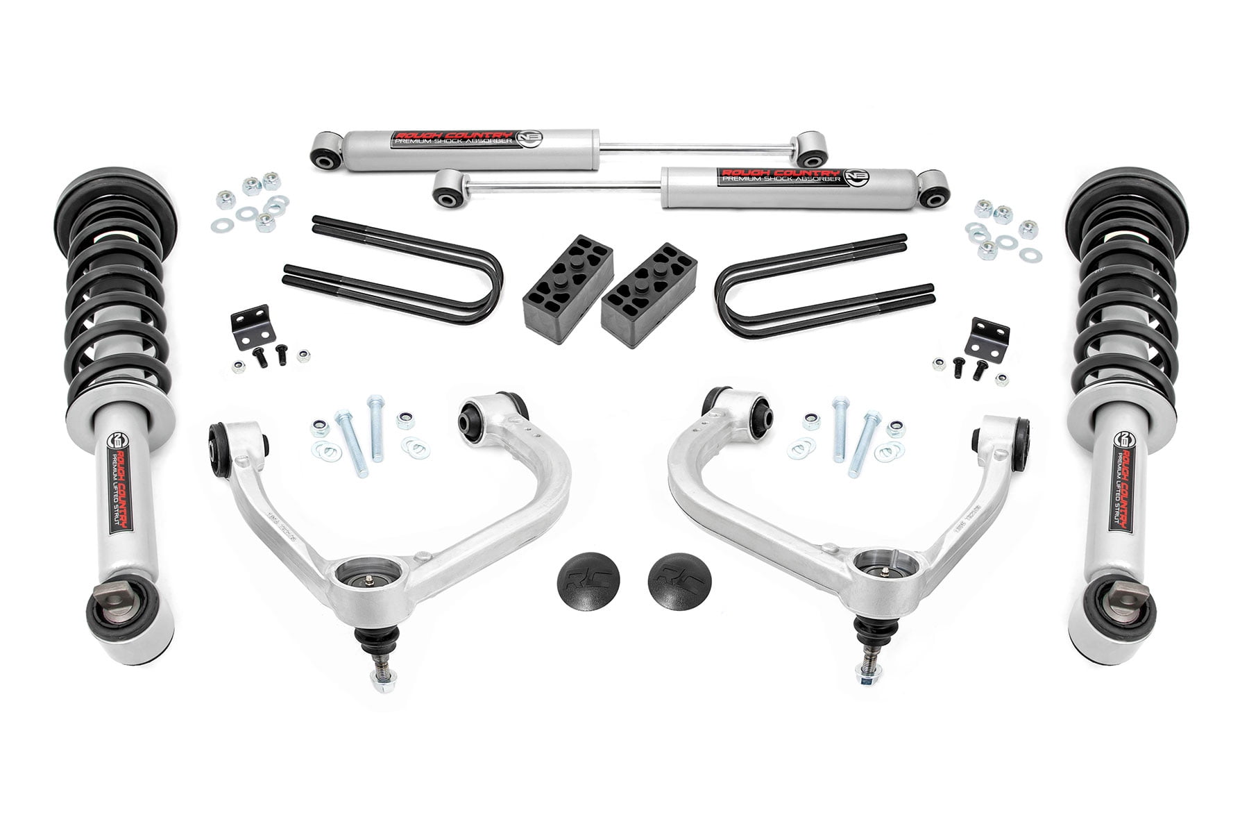 Rough Country 3" Bolt-On Lift Kit w/N3 Struts for 21-23 Ford F-150 4WD ...