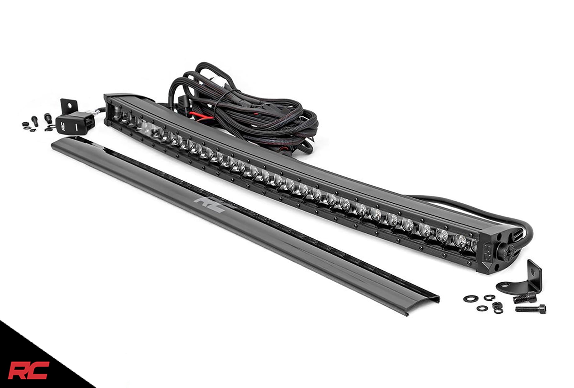 Rough Country 30" Black Series Curved Single Row DRL LED Light Bar ...