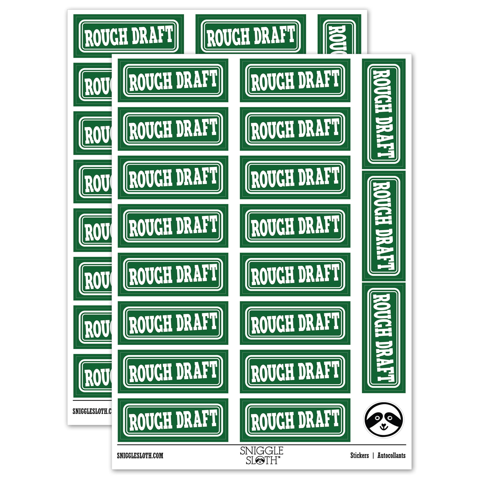 Rough Draft Double Border Sticker Set - Dark Green - Gloss Finish - 2. ...