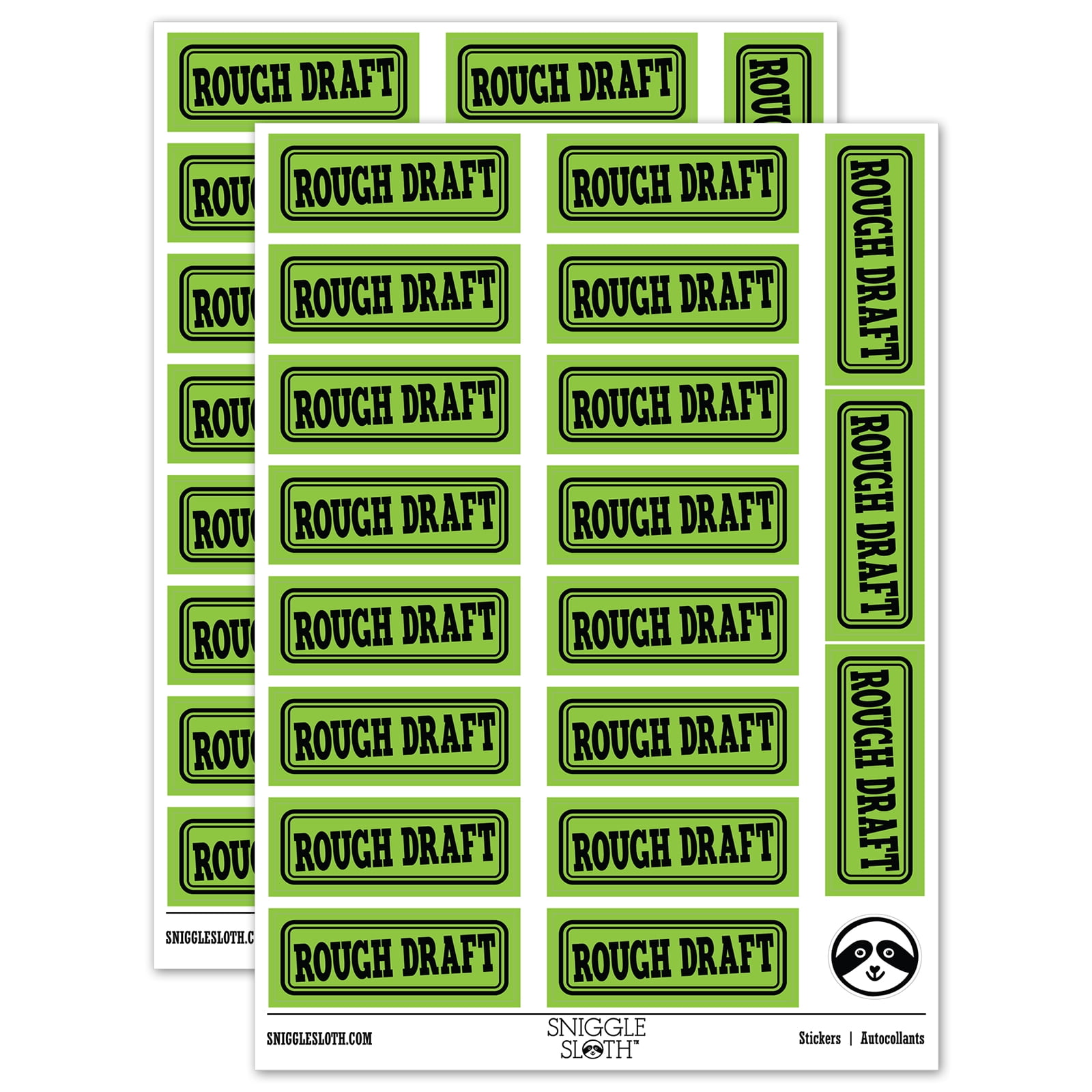 Rough Draft Double Border Sticker Set - Light Green - Gloss Finish - 2. ...