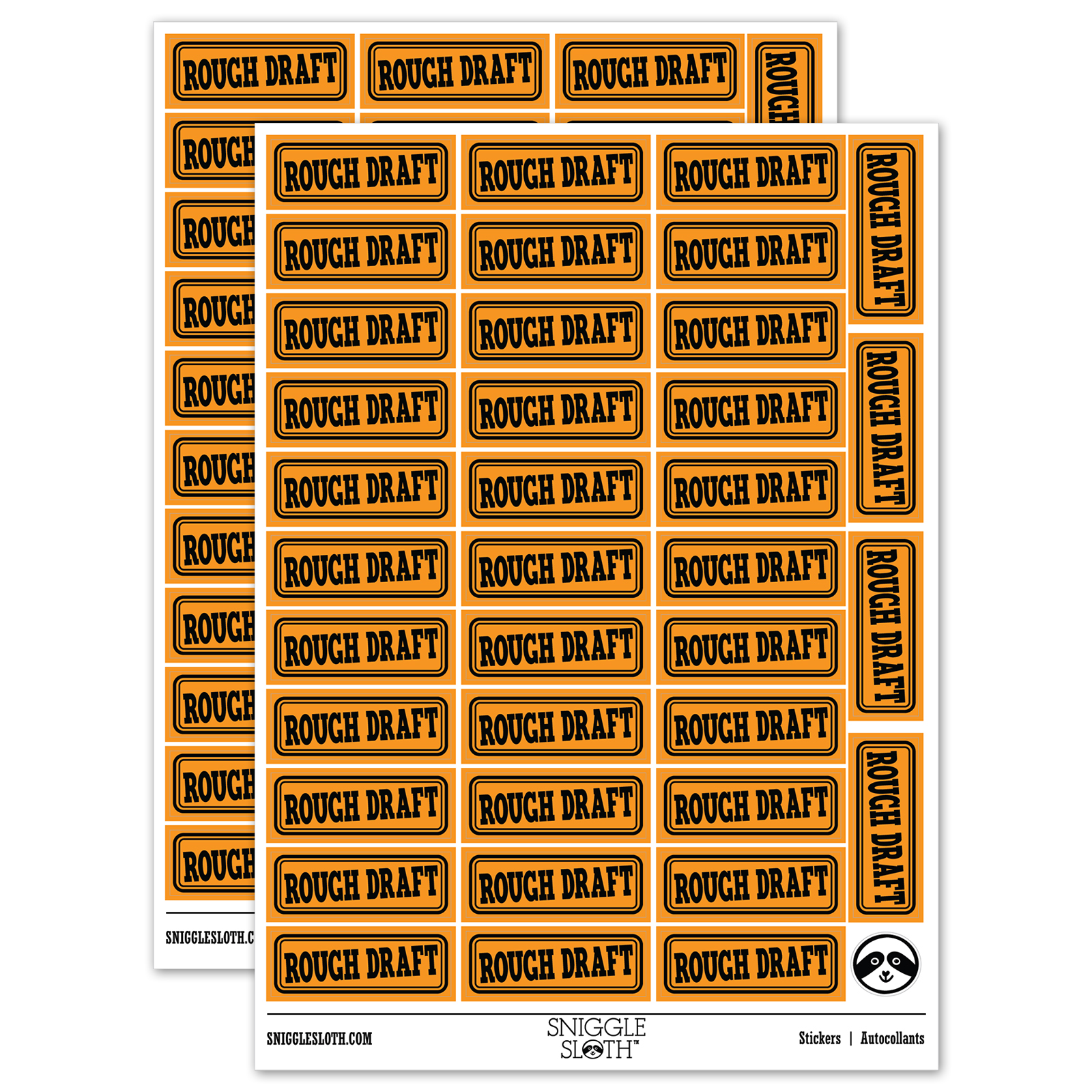 Rough Draft Double Border Sticker Set - Orange - Matte Finish - 1.5 ...