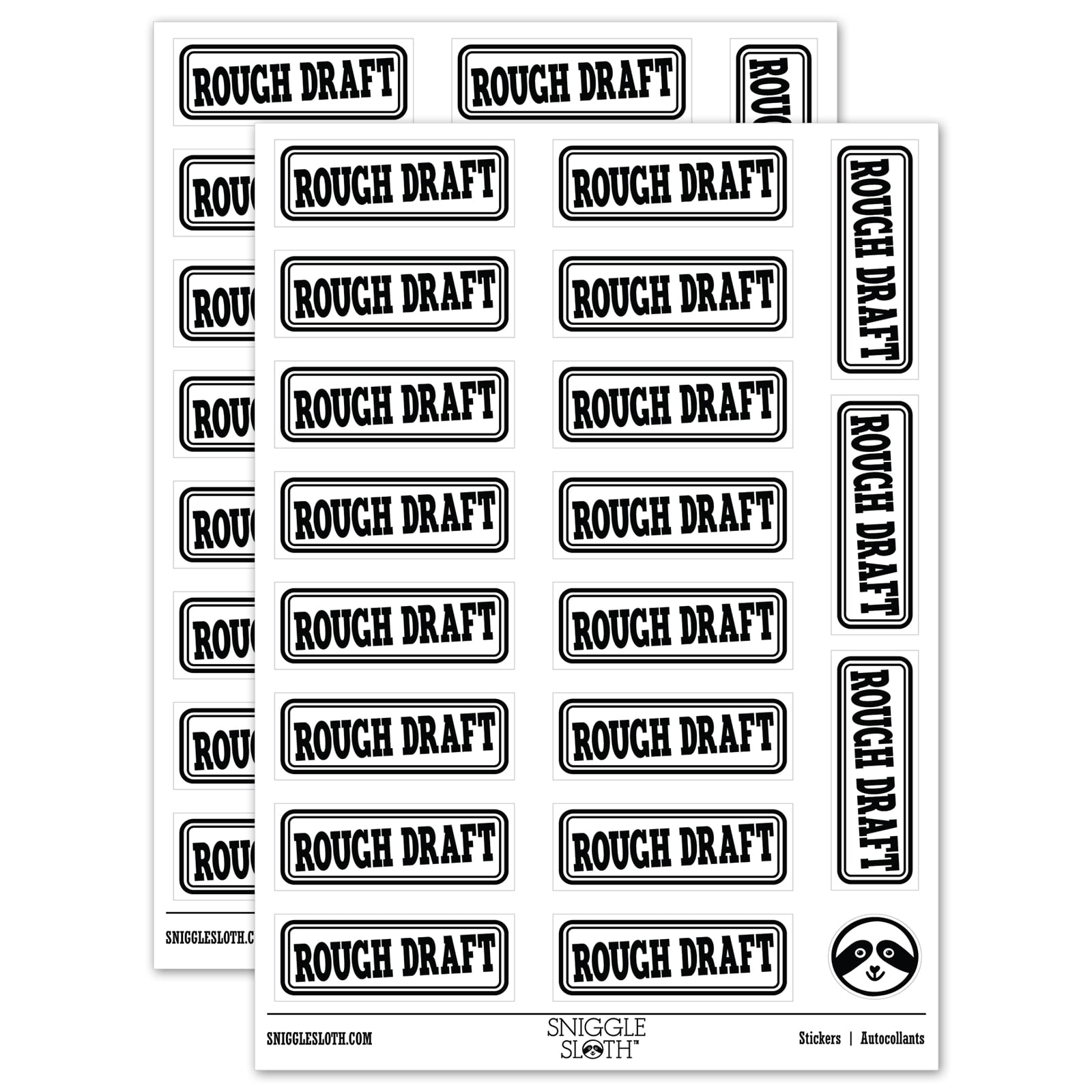 Rough Draft Double Border Sticker Set - White - Gloss Finish - 2.00 ...