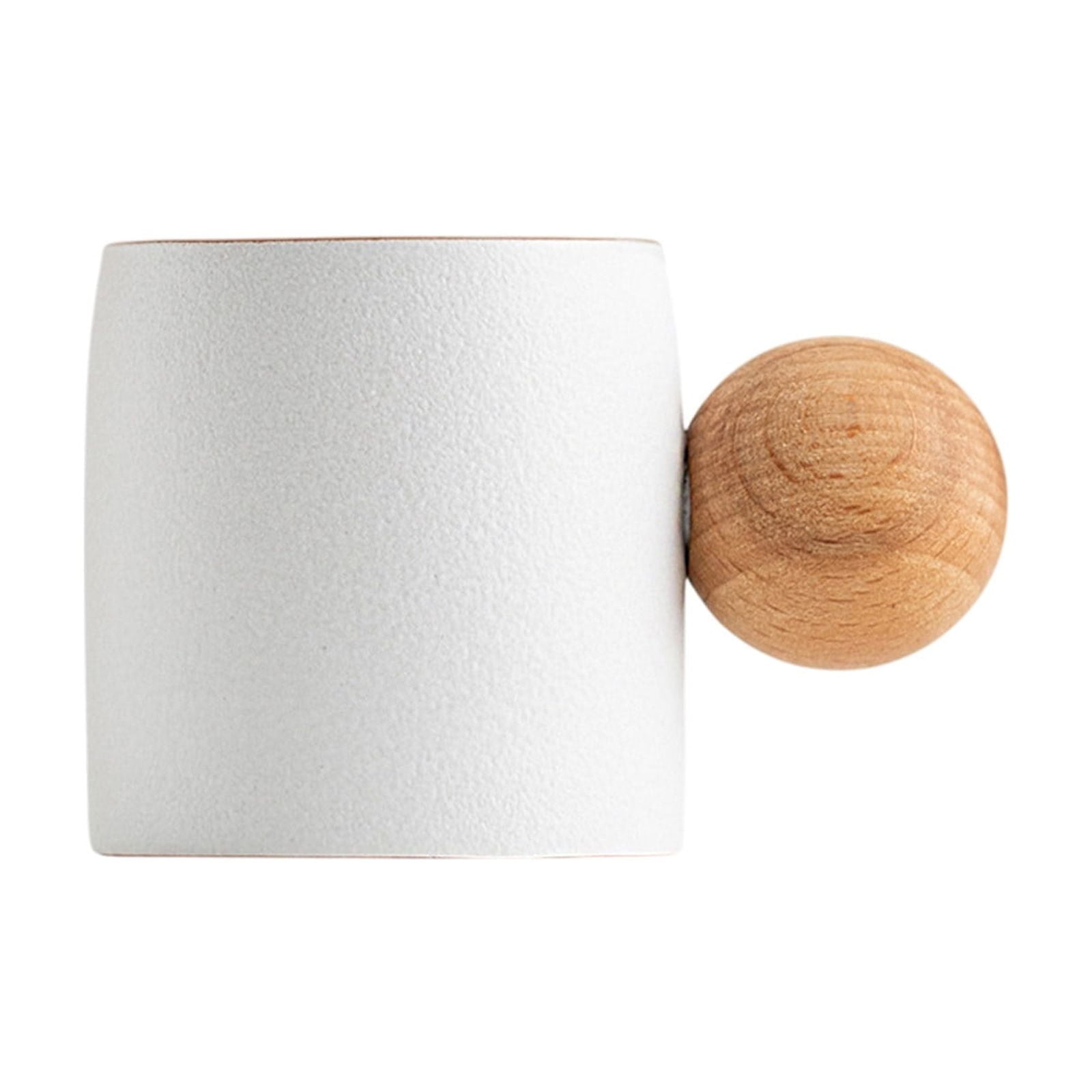 Rough Pottery Mini Ceramic Coffee Cup with Spherical Wooden Handle ...