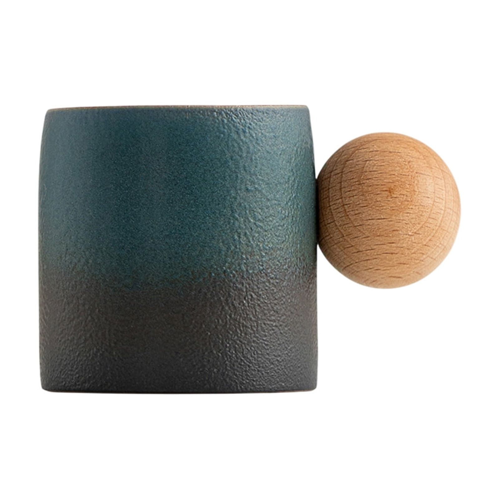 Rough Pottery Mini Tea Cup With Spherical Wooden Handle And Gradient ...