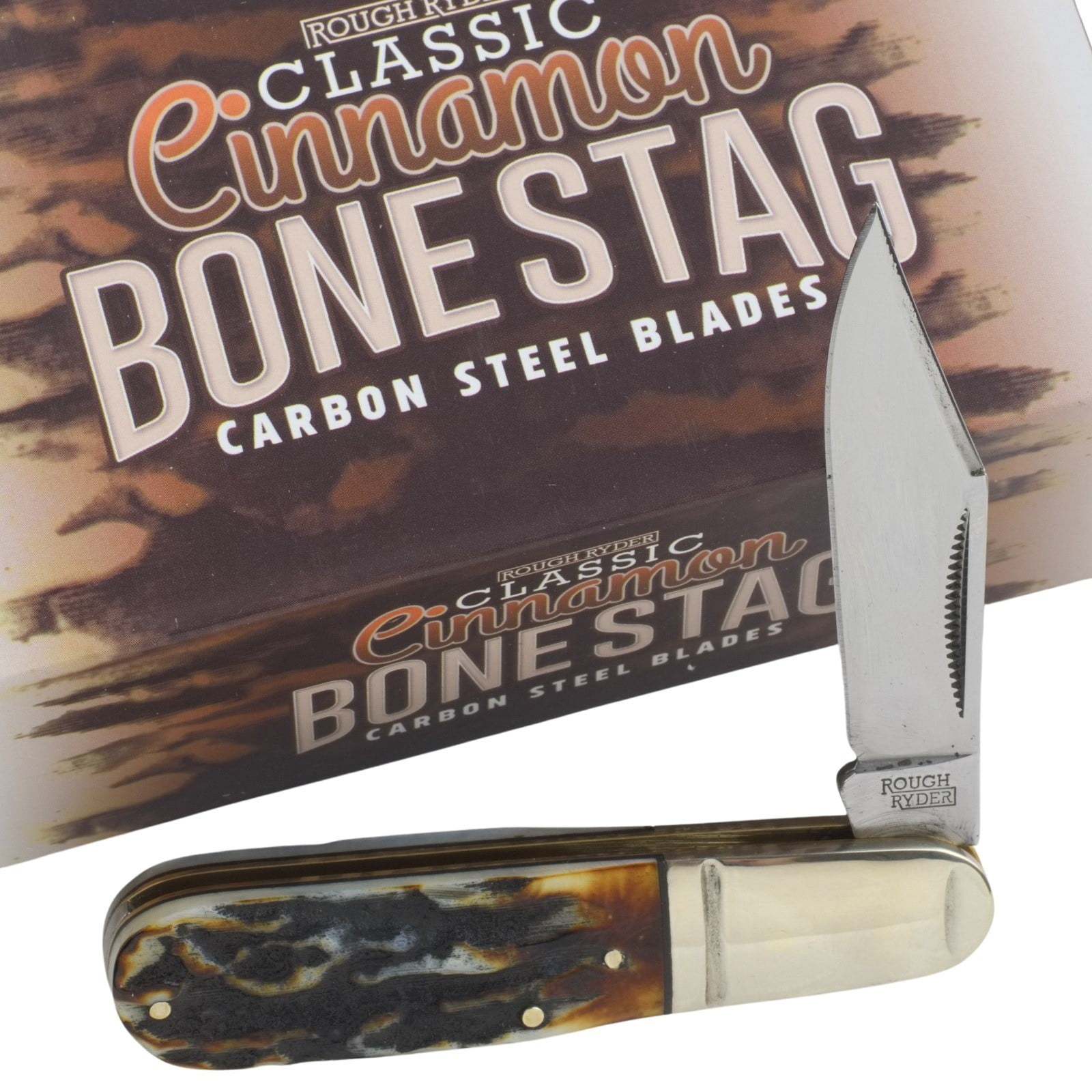 Rough Ryder Cinnamon Stag Bone Barlow Pocket Knife Carbon Steel Blade ...