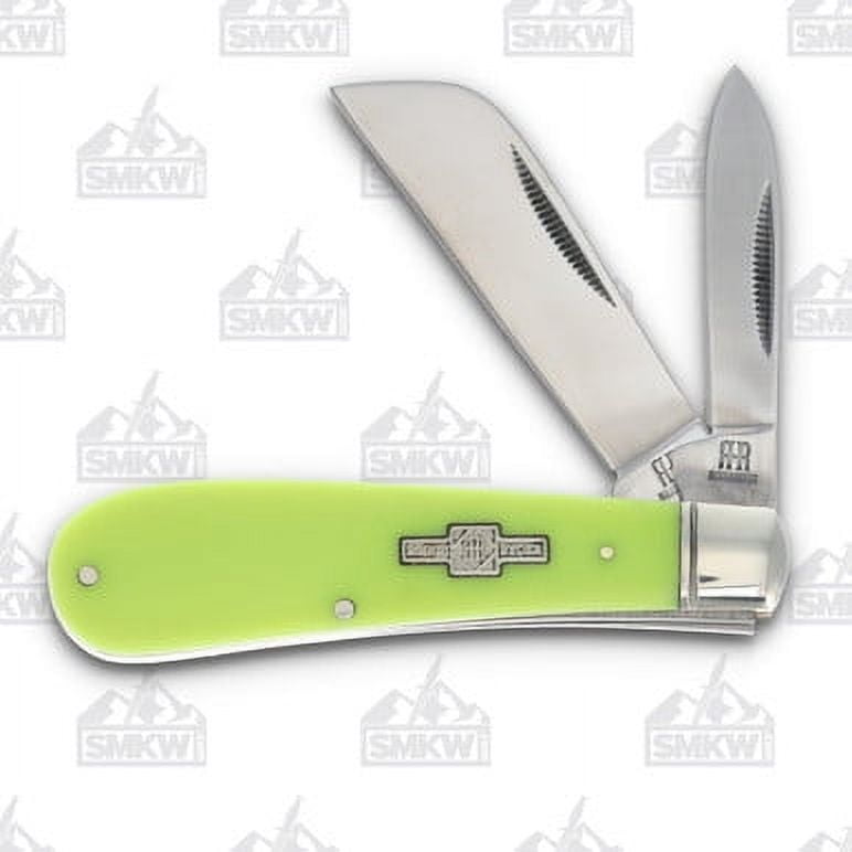 Rough Ryder RR2494 Glo 2x Stainless Blade Green Handle Half Hawk Knife ...