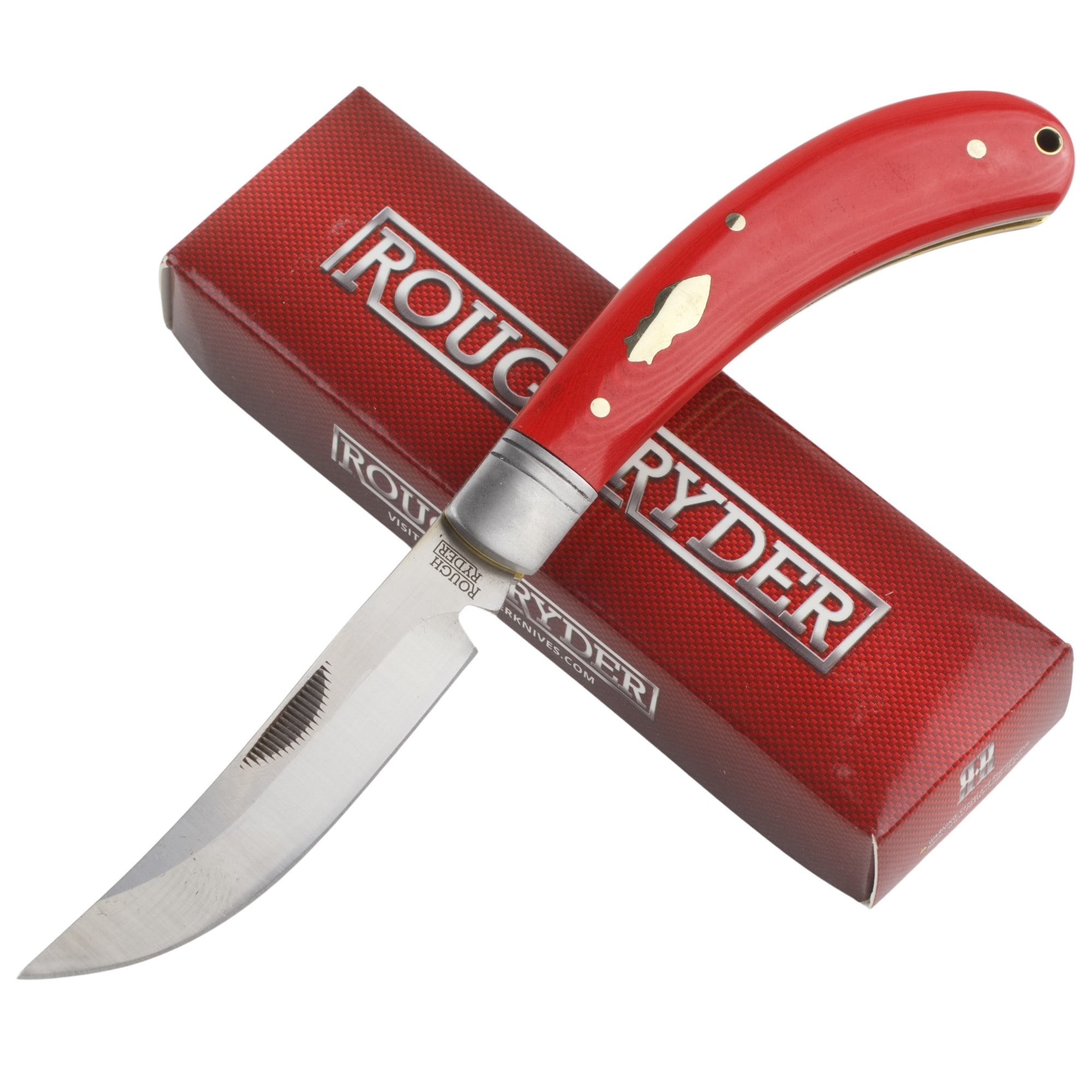 Rough Ryder Upswept Red Large Bow Trapper Pocket Knife RR2455 Micarta ...