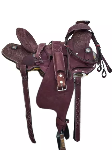 Rough out Wade Wide Tree Gullet Western Leather Horse Tack Saddle With ...