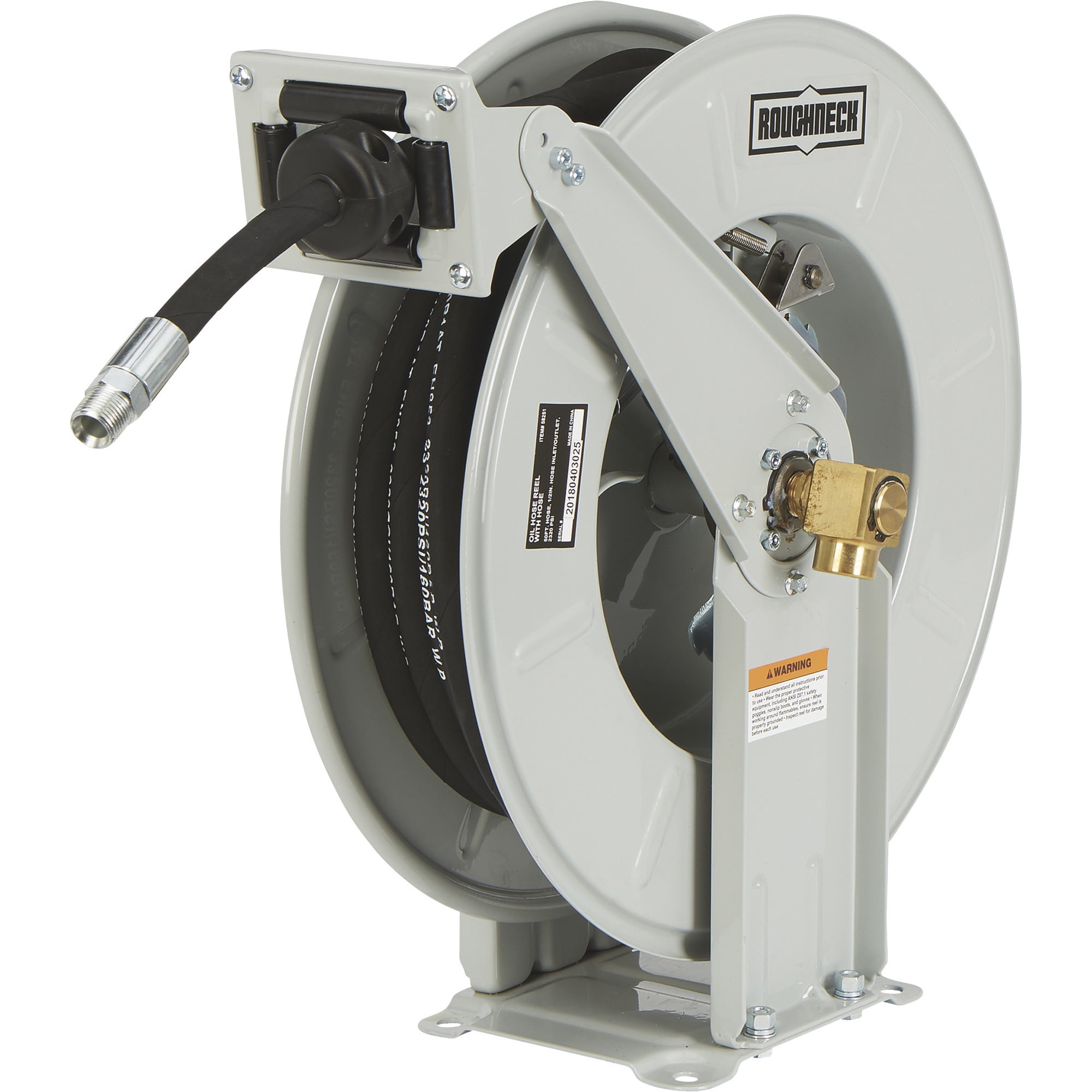 Roughneck Heavy-Duty Oil Hose Reel, 1/2in. x 50ft. Hose, 2320 PSI ...