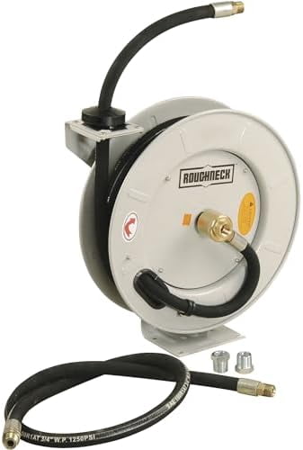 Roughneck Spring-Rewind Fuel and Oil Hose Reel with Hose - 1,250 PSI ...