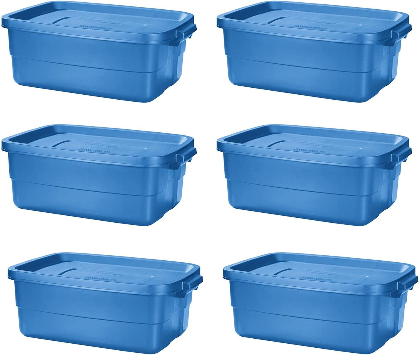 Roughneck Tote 3 Gal, 6 Pack, Made in USA, Black & Gray, Rugged Plastic ...