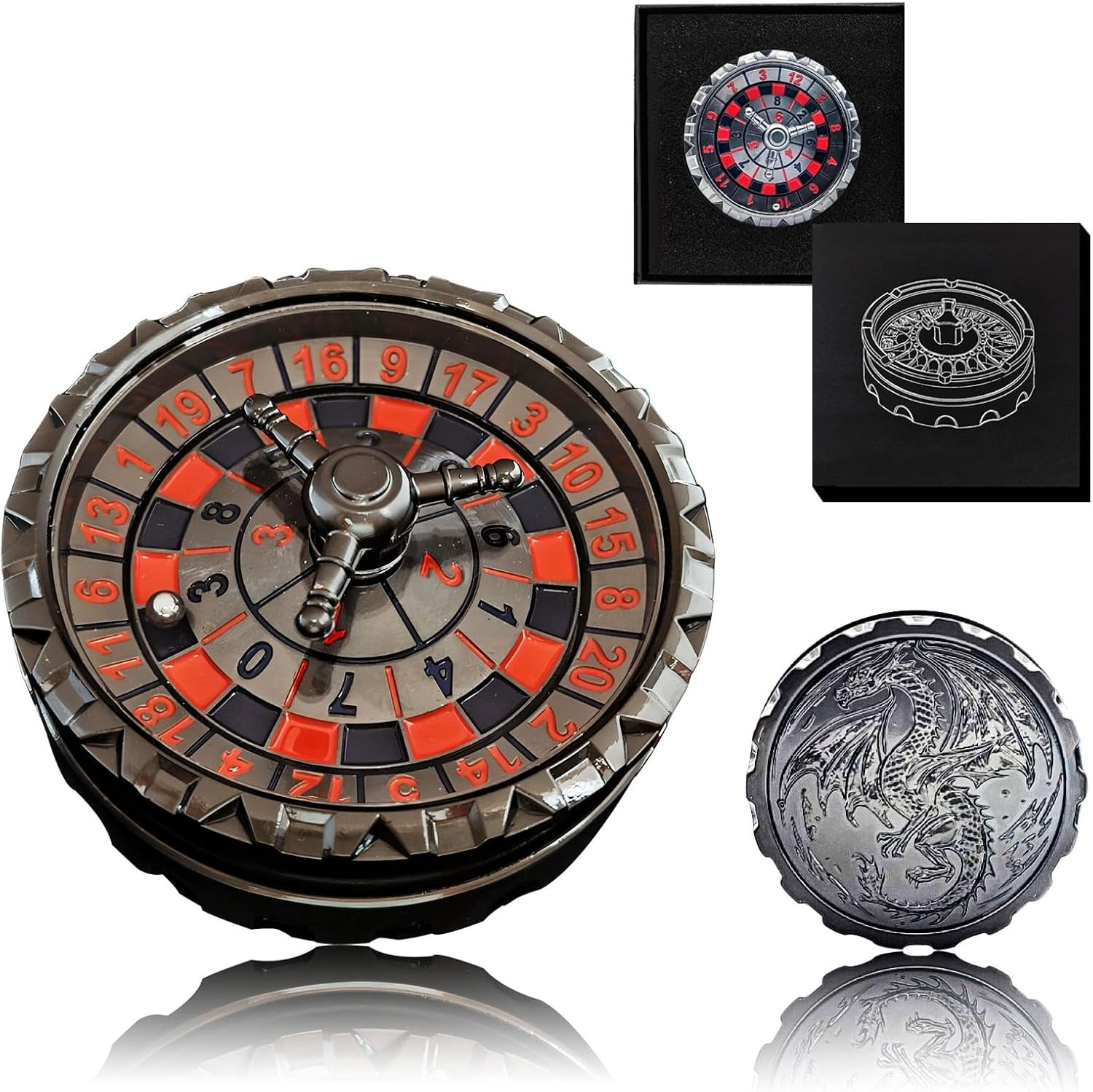 Roulette Spinner for DND Dice Set, 3-in-1 Dragon Metal D&D Dice with ...