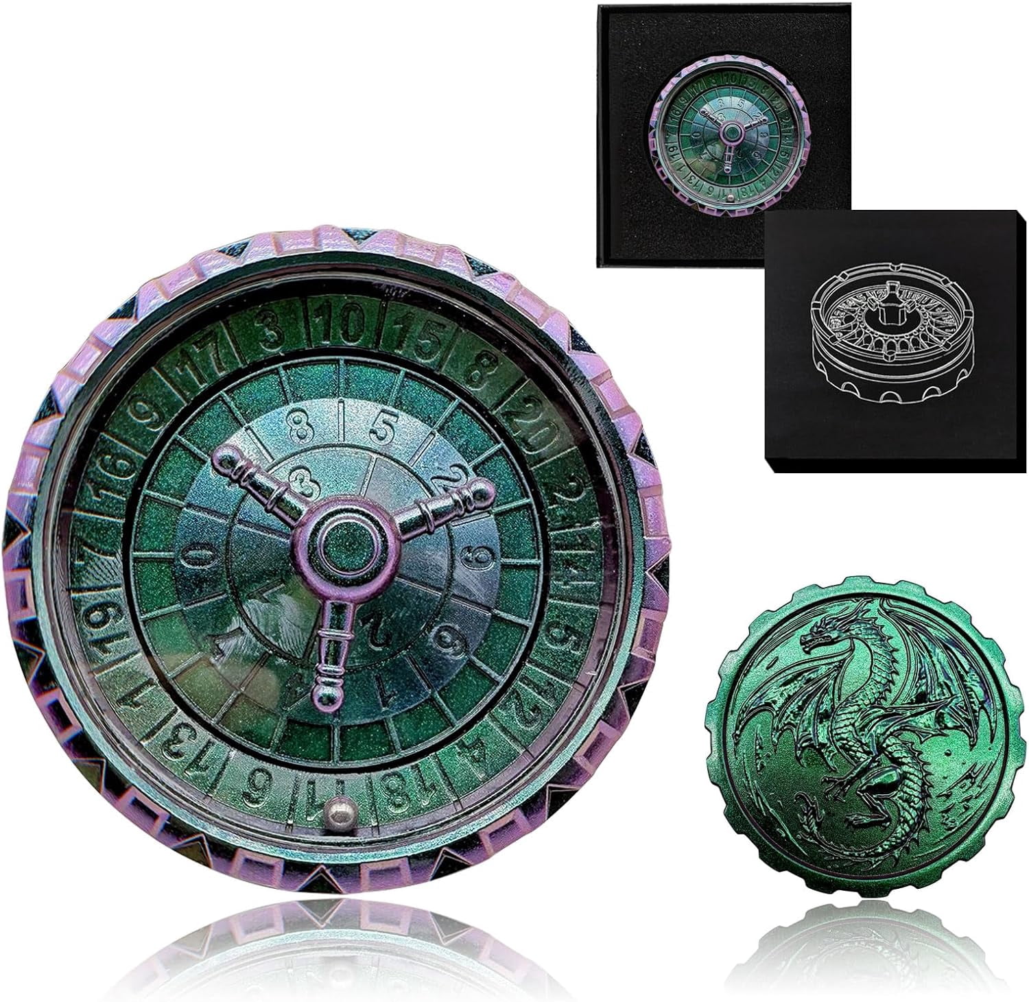 Roulette Spinner for DND Dice Set, 3-in-1 Dragon Metal D&D Dice with ...