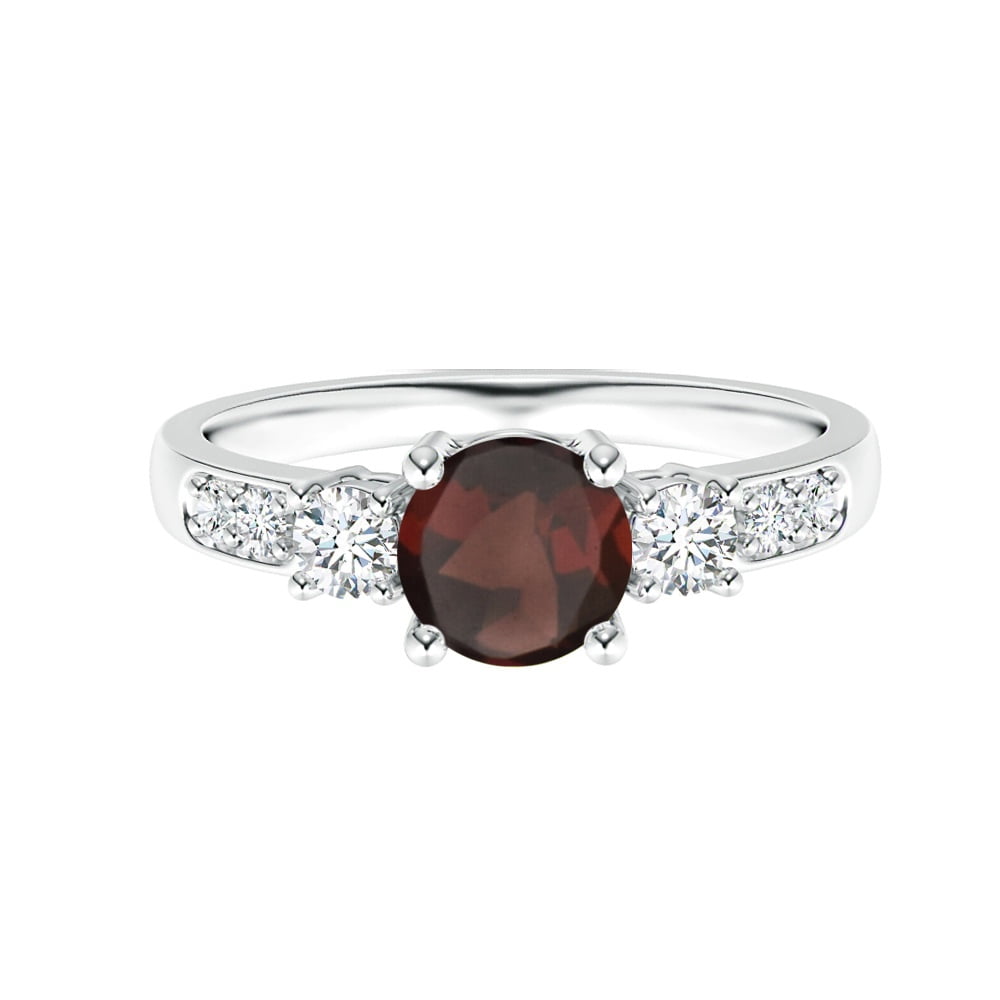 Round 0.75 Ctw Garnet Gemstone 925 Sterling Silver Solitaire Accents ...