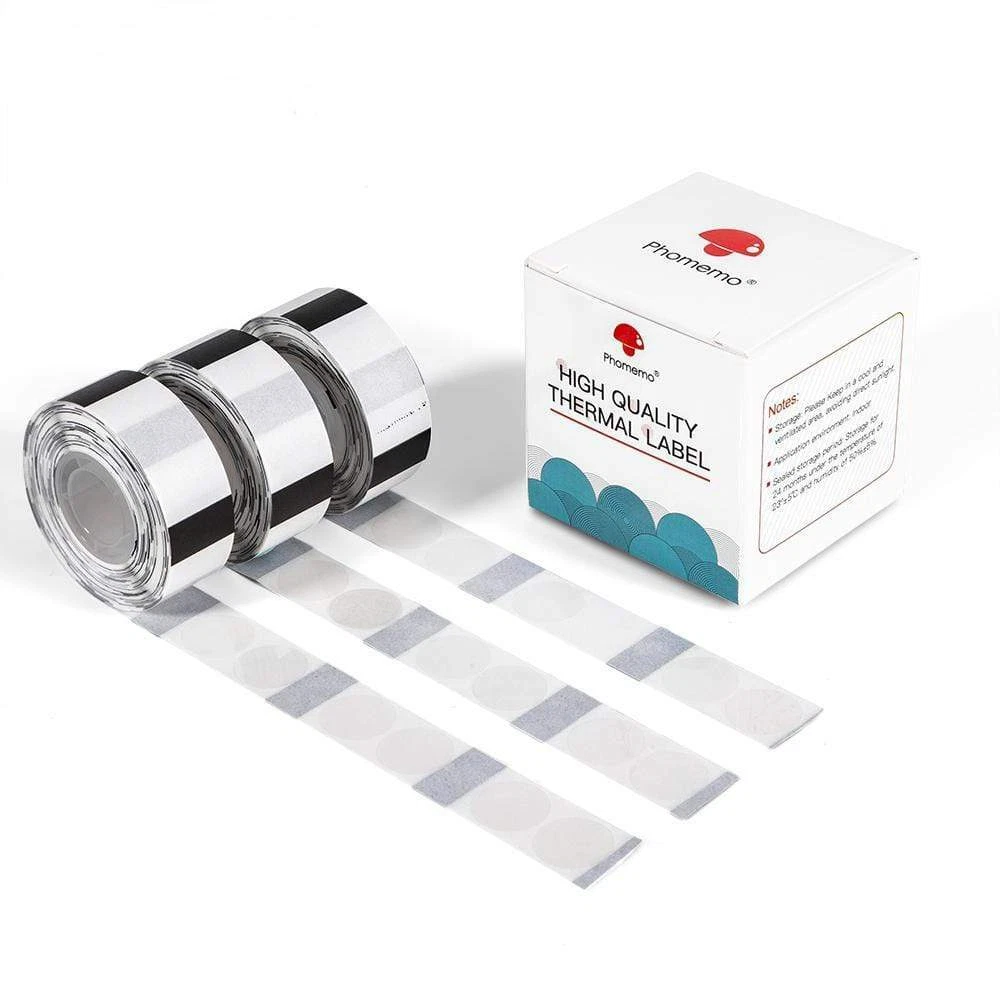 Round 14 X 14 Mm Transparent Sticker Paper Thermal Label For Phomemo ...