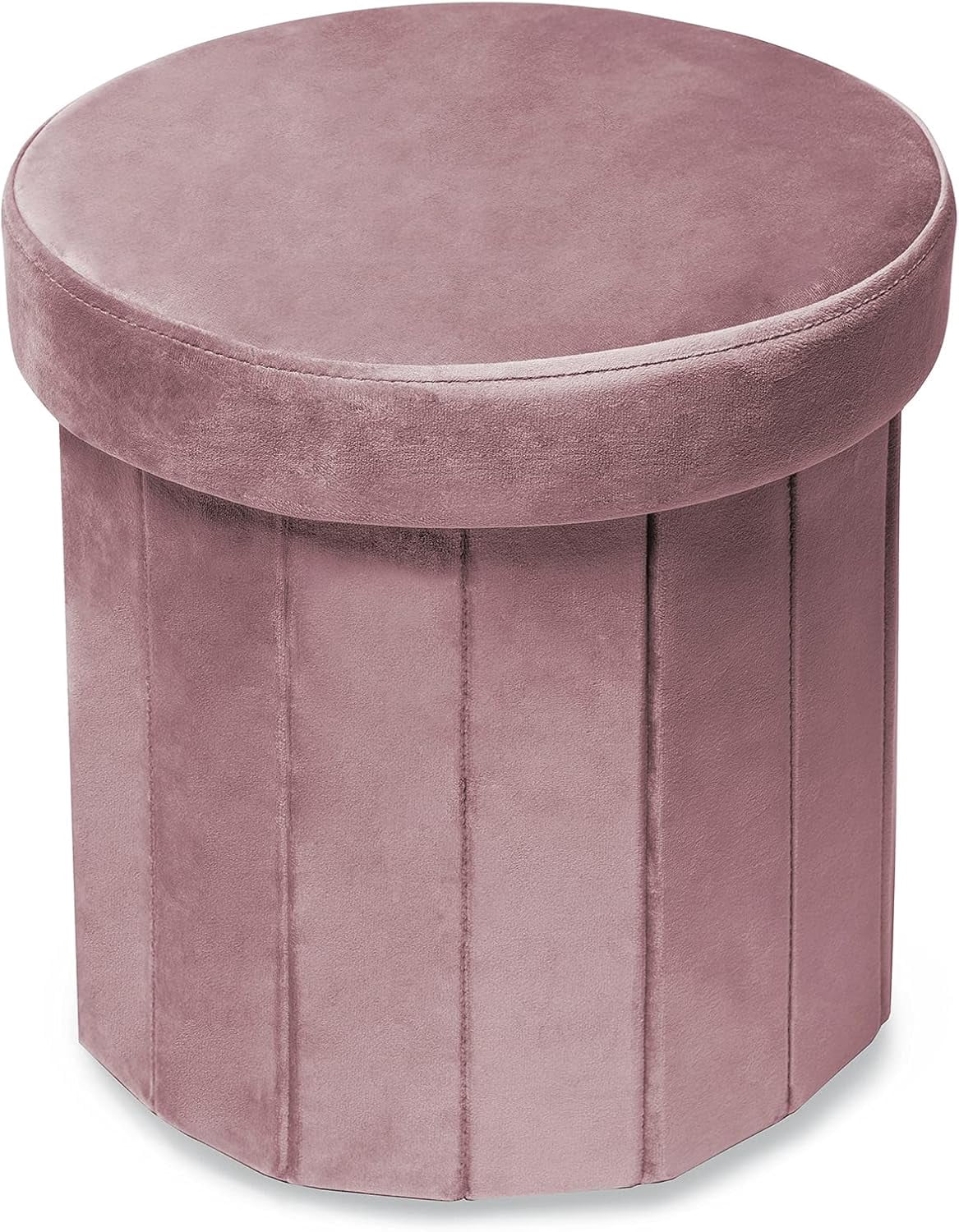 Round 15 Inch Storage Ottoman, Purple Velvet Folding Storage Boxes with ...