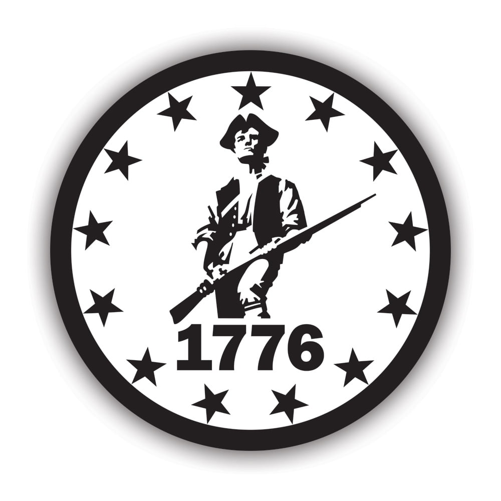 Round 1776 Minuteman Sticker Decal - Self Adhesive Vinyl - Weatherproof ...