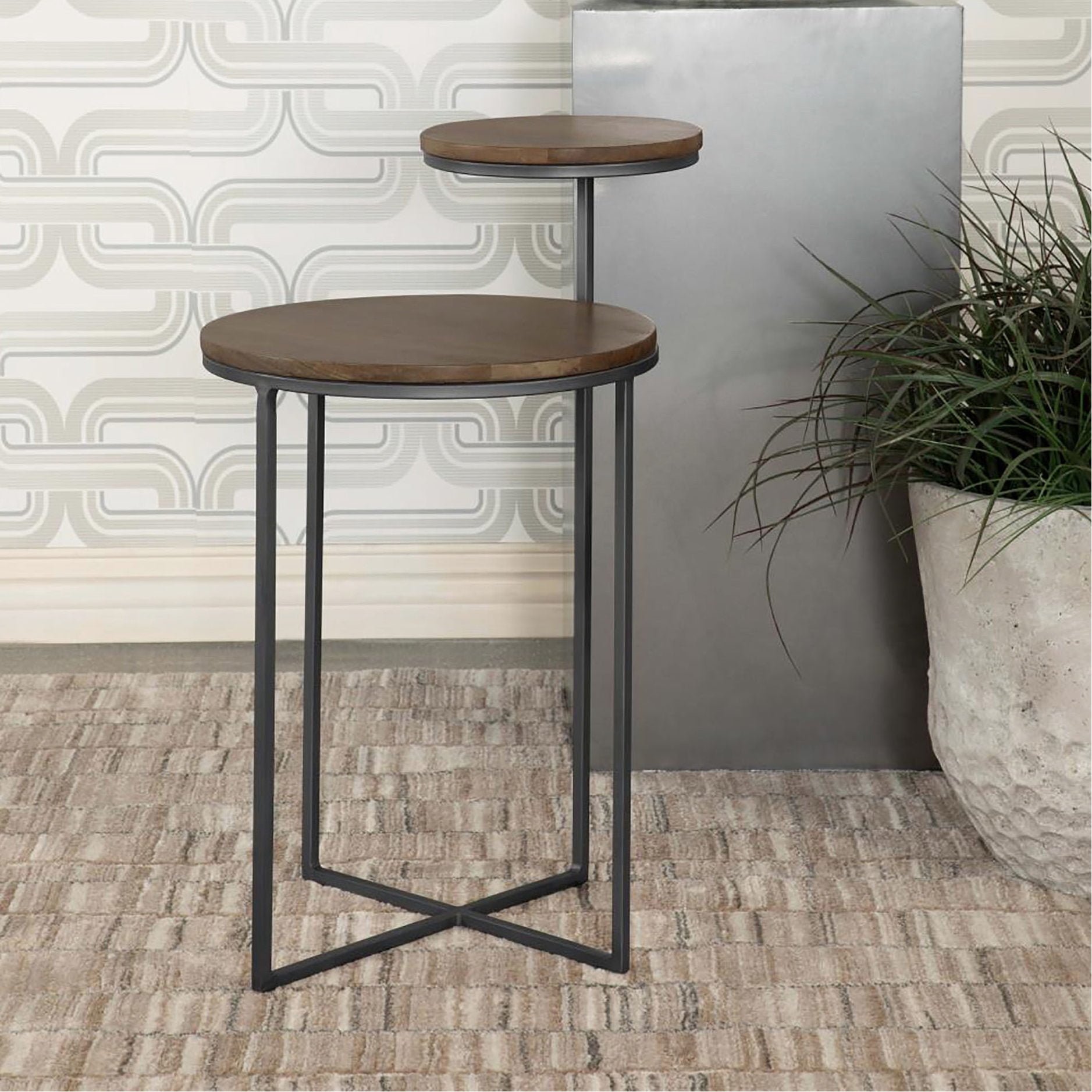 Round 2-Tier Accent Table for Living Room | Staggered Display of ...