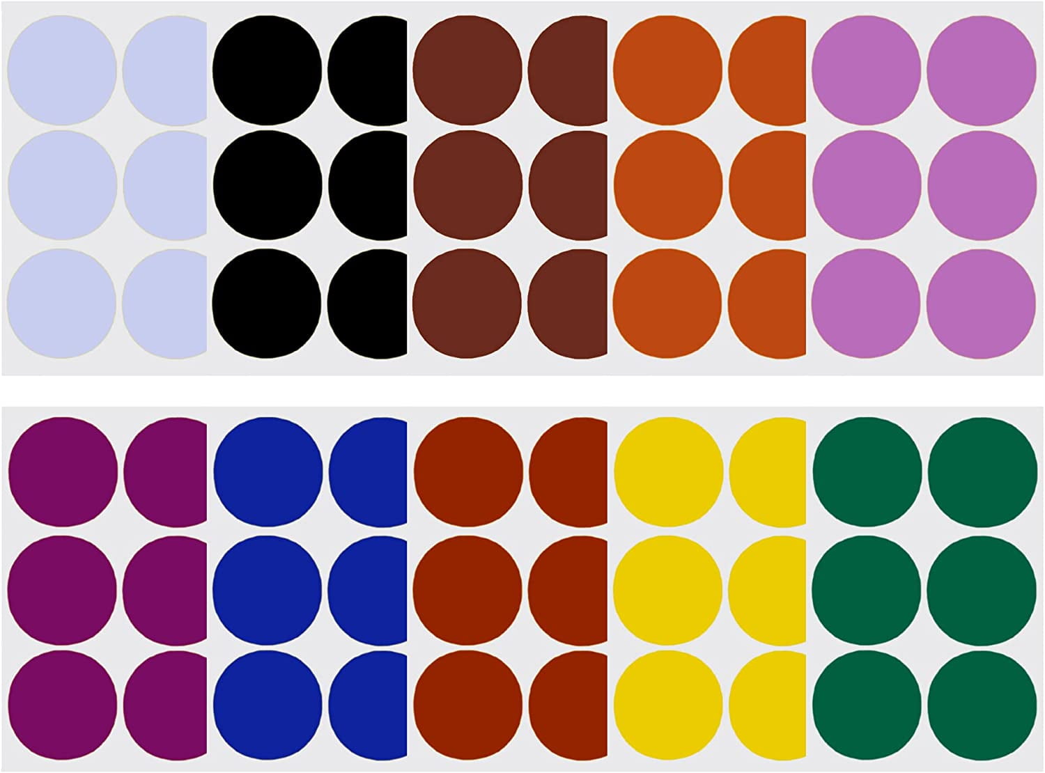 Round 2" inch Dot Stickers 10 Assorted Colors - Red, Yellow, Brown ...