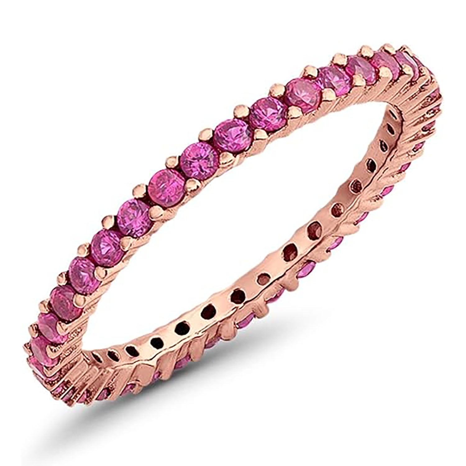 Round 2 mm Red Ruby Full Eternity Band Ring Stackable Ring 925 Sterling ...