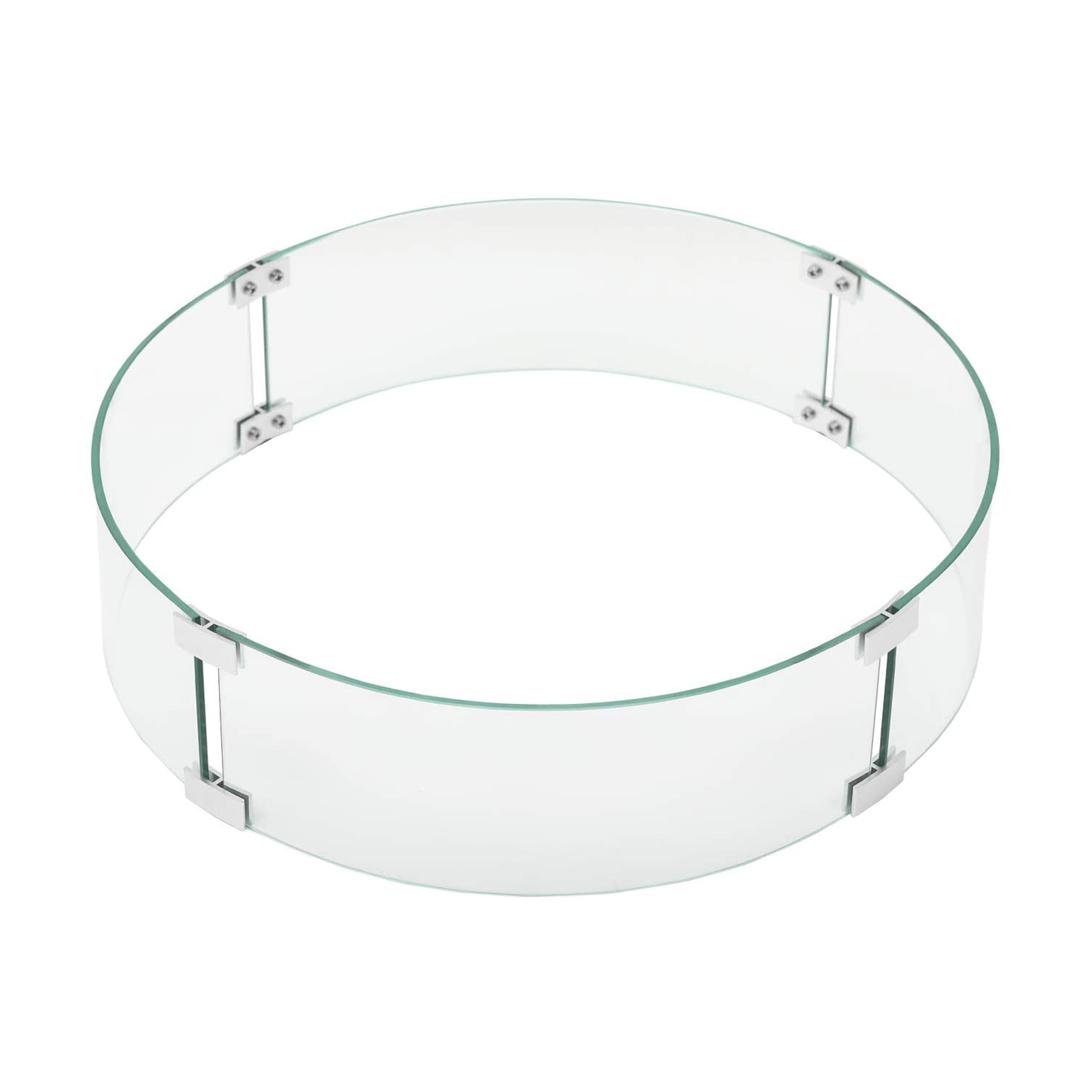 Round 25.7-in Tempered Glass Fire Table Windshield Flame Blocker ...