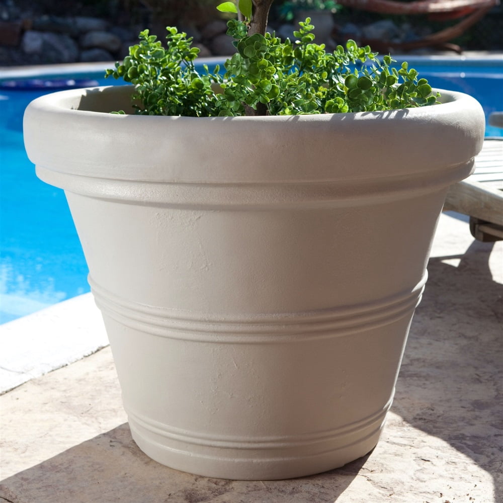 Resin Pots: 26-inch Round Outdoor Patio Garden Planter for Small Tree ...
