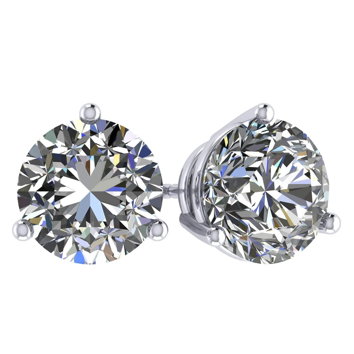 Round 3 Prong CZ Stud Earrings in SS316 Surgical Steel, Hypoallergenic ...