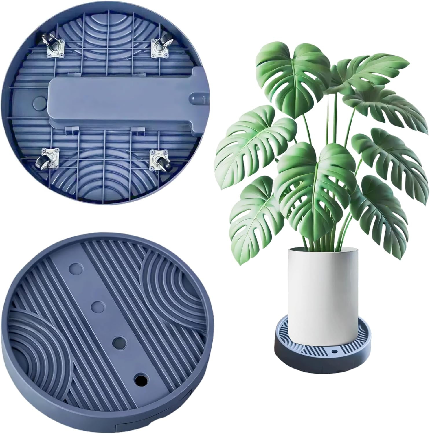 Round 3-in-1 Planter Caddy, Saucer,& Stand for Heavy Pots,Easy Pot ...