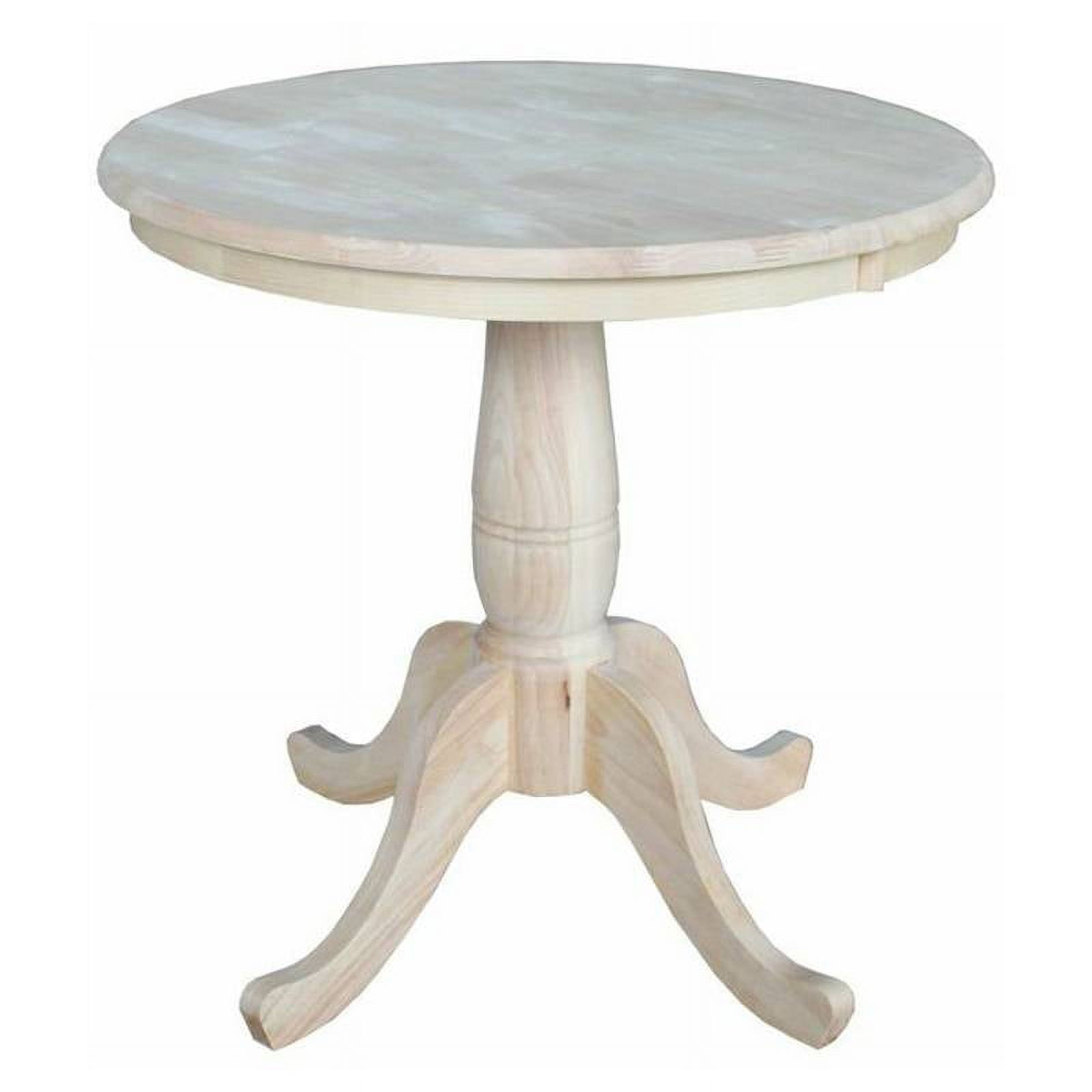 Round 30-inch Unfinished Solid Wood Dining Table with Pedestal Base ...